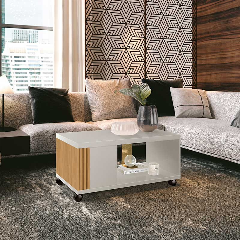 Mesa de Centro com Mesa Pra Notebook Prática EDN Fendi/Freijo