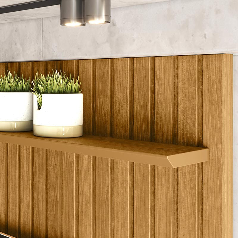 Painel Ripado 225cm Para TV 75 Polegadas Bless 2.3 Lukaliam Off White/Freijo