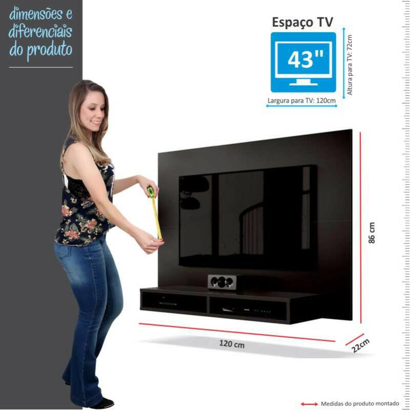 Painel Para TV Preto Fox EDN | Loja de Móveis Online