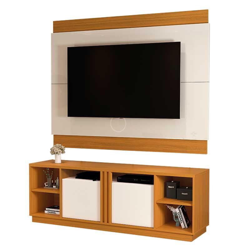 Rack Com Painel Para TV 60 Polegadas 160cm Carrara Legacy EDN Cedro/Off White