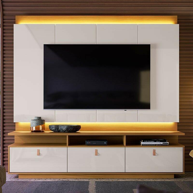 Rack com Painel Para TV 75 Polegadas 207cm Marrocos Lukaliam Freijo/Off White