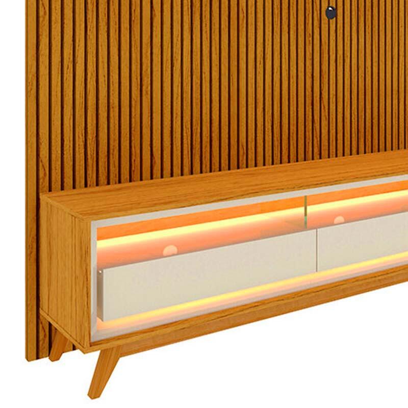 Rack Com Painel Ripado 3D TV 75 Polegadas 224cm Requinte Pés Madeira ...