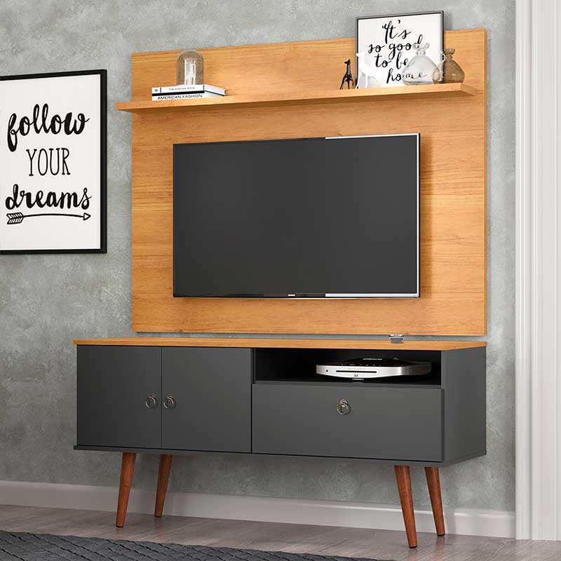 Rack com Painel 137cm Para TV 46 Polegadas Topázio Patrimar Grafite ...