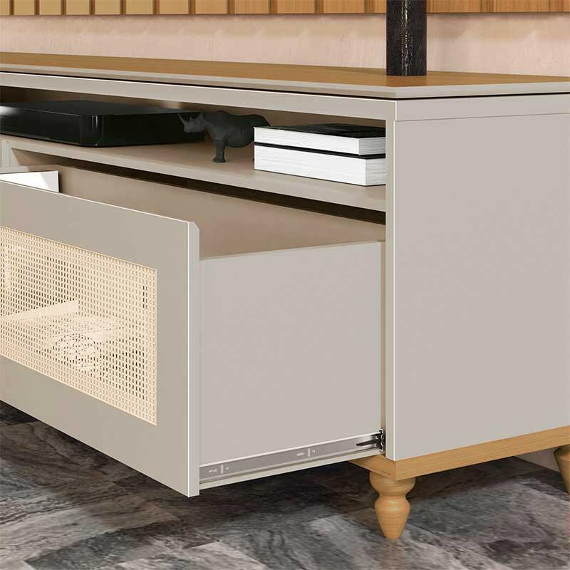 Rack Com Painel Ripado 180cm Para TV 75 Polegadas Hannover Brise 1.8 EDN Freijo/Fendi