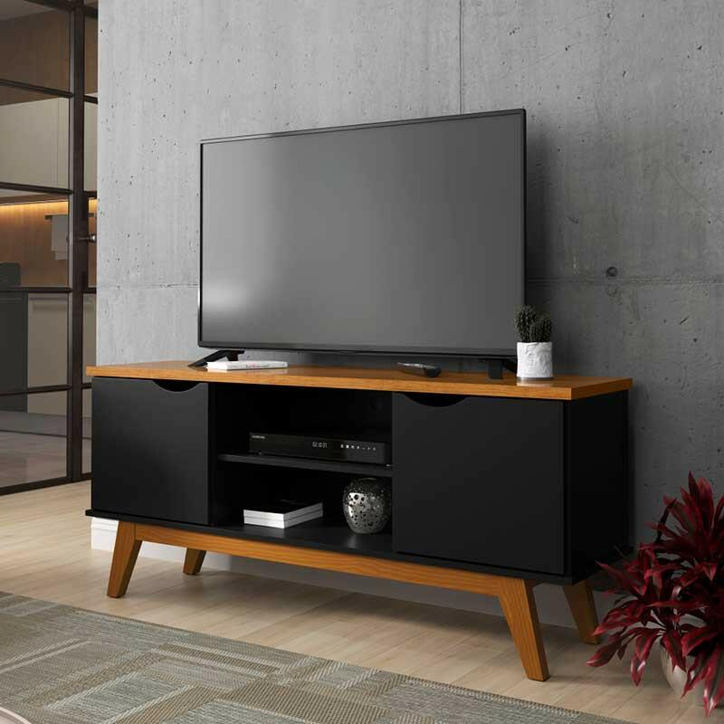 Rack Para TV Sala 46 Polegadas 140cm Prism 1.4 Patrimar Preto/Cinamomo