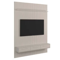 Painel Frisado 191x250cm Oslo Para TV 75 Bancada Bali Lukaliam Off White
